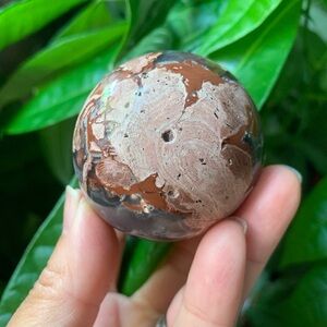 Other | Red Volcanic Moss Agate Sphere Football Uv Reactive Crystal ...